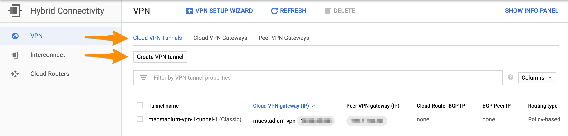 1. GCP Side of the VPN Tunnel – MacStadium